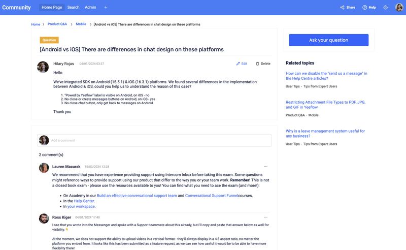 Internal Employee Community Yeeflow Templates